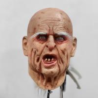 China Realistic Old Man Halloween Latex Mask with Grey Hair - Scary Wrinkly Senior Citizen Full Headpiece for Adult Cosplay Costume Party Props for sale