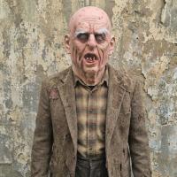 China Realistic Old Man Halloween Latex Mask with Grey Hair - Scary Wrinkly Senior Citizen Full Headpiece for Adult Cosplay Costume Party Props for sale