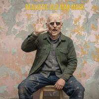 China Realistic Old Man Halloween Latex Mask with Grey Hair - Scary Wrinkly Senior Citizen Full Headpiece for Adult Cosplay Costume Party Props for sale