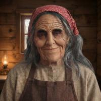 China Realistic Old Woman Latex Mask with Hair and Headscarf - Wrinkly Grandma Female Face Disguise for Adults Halloween Cosplay Costume Props for sale