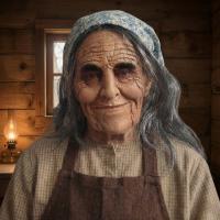 China Realistic Old Woman Latex Mask with Hair and Headscarf - Wrinkly Grandma Female Face Disguise for Adults Halloween Cosplay Costume Props for sale