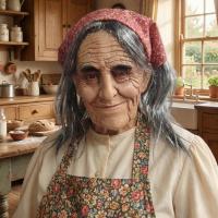 China Realistic Old Woman Latex Mask with Hair and Headscarf - Wrinkly Grandma Female Face Disguise for Adults Halloween Cosplay Costume Props for sale