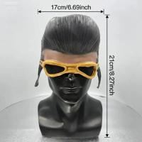 China Retro Rockabilly Pompadour Latex Mask with Gold Goggles - Cool 50s Grease Style Full Headpiece for Adult Cosplay Party Props for sale