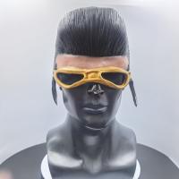 China Retro Rockabilly Pompadour Latex Mask with Gold Goggles - Cool 50s Grease Style Full Headpiece for Adult Cosplay Party Props for sale