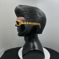 China Retro Rockabilly Pompadour Latex Mask with Gold Goggles - Cool 50s Grease Style Full Headpiece for Adult Cosplay Party Props for sale
