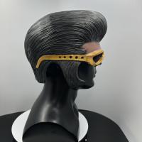 China Retro Rockabilly Pompadour Latex Mask with Gold Goggles - Cool 50s Grease Style Full Headpiece for Adult Cosplay Party Props for sale