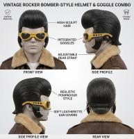 China Retro Rockabilly Pompadour Latex Mask with Gold Goggles - Cool 50s Grease Style Full Headpiece for Adult Cosplay Party Props for sale