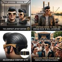 China Retro Rockabilly Pompadour Latex Mask with Gold Goggles - Cool 50s Grease Style Full Headpiece for Adult Cosplay Party Props for sale