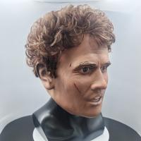 China Halloween Realistic Male Face Mask Battle Scarred Survivor Latex Headgear Creepy Cosplay Prop for Adult for sale