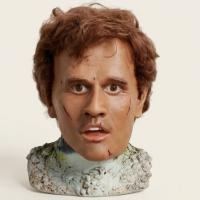 China Halloween Realistic Male Face Mask Battle Scarred Survivor Latex Headgear Creepy Cosplay Prop for Adult for sale