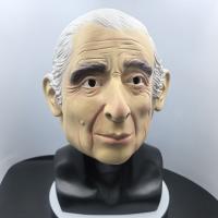 China Realistic Elderly Man Face Mask Halloween Cosplay Old Grandpa Full Head Latex Mask Wrinkle Face Prop for sale