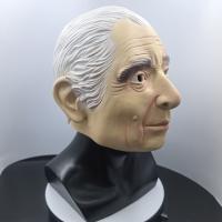 China Realistic Elderly Man Face Mask Halloween Cosplay Old Grandpa Full Head Latex Mask Wrinkle Face Prop for sale
