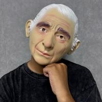 China Realistic Elderly Man Face Mask Halloween Cosplay Old Grandpa Full Head Latex Mask Wrinkle Face Prop for sale