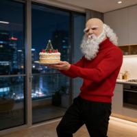 China Realistic Santa Claus Mask Bald Old Man Latex Headgear with Long White Beard Christmas Cosplay Costume Prop for sale