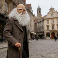 China Realistic Santa Claus Mask Bald Old Man Latex Headgear with Long White Beard Christmas Cosplay Costume Prop for sale