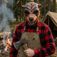 China Fierce Beast Design Latex Mask with Premium Latex Material and Full Head Coverage for Halloween and Cosplay for sale