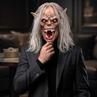 China Realistic Monster Mask with Grey Long Hair - Scary Demon Latex Head Mask for Halloween Cosplay, Horror Party & Haunted House for sale