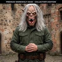 China Realistic Monster Mask with Grey Long Hair - Scary Demon Latex Head Mask for Halloween Cosplay, Horror Party & Haunted House for sale