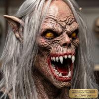 China Realistic Monster Mask with Grey Long Hair - Scary Demon Latex Head Mask for Halloween Cosplay, Horror Party & Haunted House for sale