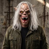 China Realistic Monster Mask with Grey Long Hair - Scary Demon Latex Head Mask for Halloween Cosplay, Horror Party & Haunted House for sale