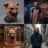 China Realistic Zombie Pig Latex Mask Full Head Horror Animal Monster Mask for Halloween Cosplay Costume Party for sale