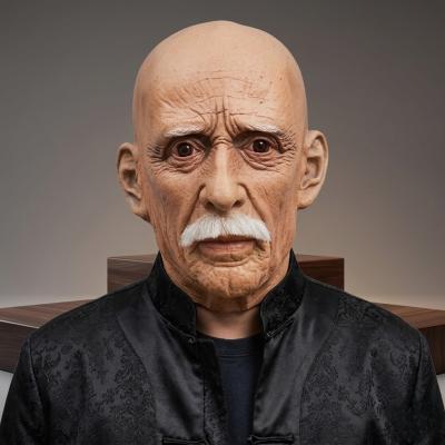 China Full Head Mask Latex Realistic Men Face Beard Halloween Costume Party Props Old Man Latex Halloween Mask Cosplay Party Headgear for sale