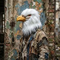 China Realistic Bald Eagle Head Mask White Feather Latex Animal Mask For Halloween Cosplay Party Prop for sale