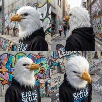 China Realistic Bald Eagle Head Mask White Feather Latex Animal Mask For Halloween Cosplay Party Prop for sale