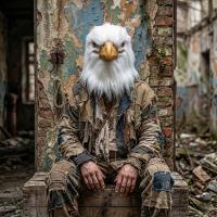 China Realistic Bald Eagle Head Mask White Feather Latex Animal Mask For Halloween Cosplay Party Prop for sale