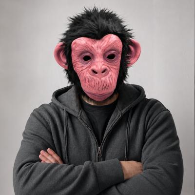 China Realistic Chimpanzee Latex Mask - Full Head Monkey Mask with Faux Fur for Cosplay & Parties for sale