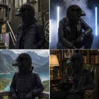 China Realistic Black Raven Mask with Faux Fur - Gothic Crow Head Mask for Cosplay & Theater for sale