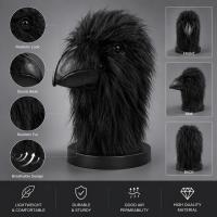 China Realistic Black Raven Mask with Faux Fur - Gothic Crow Head Mask for Cosplay & Theater for sale