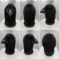 China Realistic Black Raven Mask with Faux Fur - Gothic Crow Head Mask for Cosplay & Theater for sale
