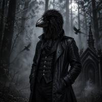 China Realistic Black Raven Mask with Faux Fur - Gothic Crow Head Mask for Cosplay & Theater for sale
