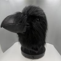 China Realistic Black Raven Mask with Faux Fur - Gothic Crow Head Mask for Cosplay & Theater for sale