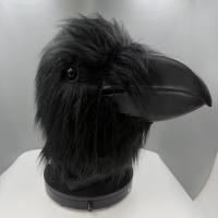 China Realistic Black Raven Mask with Faux Fur - Gothic Crow Head Mask for Cosplay & Theater for sale