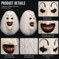 China Sinister Gothic Horror Clown Latex Mask with Shaggy White Wig and Pointy Nose for Halloweeen Parties, Horror Enthusiasts for sale