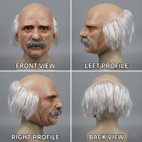 China Adult Full Head Bald Old Man Mask with White Hair for Celebrity Party Cosplay Accessory Grandpa Costume with Wig and Beard for sale