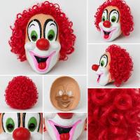 China Classic Clown Mask with Curly Red Wig for Halloween, Cosplay, Parties - Funny Face Latex Mask, One Size Fits Most for sale