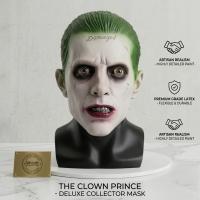 China Realistic Green Hair Evil Clown Mask with Forehead Tattoo - Deluxe Latex Movie Villain Headwear for Halloween & Cosplay Parties for sale