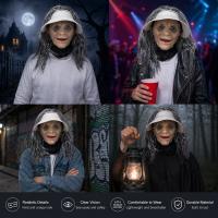 China Old Lady Human Face Mask with Wig and Visor, Realistic Latex Elder Woman Mask for Halloween Cosplay Costume, Props for sale