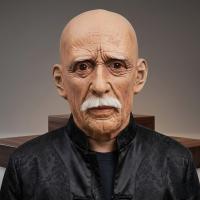 China Lifelike Old Man Latex Face Mask Elder Grandpa Disguise with Mustache Halloween Party Prop for sale