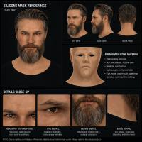 China Realistic Bearded Male Silicone Full Head Mask with Lifelike Human Face, Natural Skin Texture and Facial Hair for Cosplay, Halloween, Masquerade, Stage Performance, Costume Parties and Photoshoots for sale