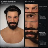 China Realistic Bearded Male Silicone Full Head Mask with Lifelike Human Face, Natural Skin Texture and Facial Hair for Cosplay, Halloween, Masquerade, Stage Performance, Costume Parties and Photoshoots for sale