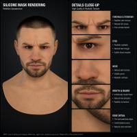 China Realistic Bearded Male Silicone Full Head Mask with Lifelike Human Face, Natural Skin Texture and Facial Hair for Cosplay, Halloween, Masquerade, Stage Performance, Costume Parties and Photoshoots for sale