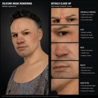 China Realistic Bearded Male Silicone Full Head Mask with Lifelike Human Face, Natural Skin Texture and Facial Hair for Cosplay, Halloween, Masquerade, Stage Performance, Costume Parties and Photoshoots for sale
