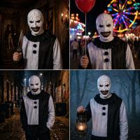 China Hyper-Realistic Silent Horror Clown Silicone Full Head Mask with Creepy Smile and Professional Detail for Halloween Cosplay, Haunted House, Stage Performance and Adult Costume Parties for sale
