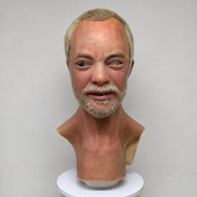 China Premium Hyper-Realistic Male Silicone Full Head Mask with Hand-Punched Facial Hair, Ultra-Soft Skin Texture, Natural Face Details for Special Effects, Cosplay and Collections for sale