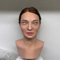 China Exquisite Ultra-Realistic Female Silicone Mask – Professional Grade Hand-Sculpted Facial Prosthetic with Lifelike Skin Texture and Natural Hairline for Artistic Expression for sale