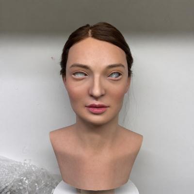 China Exquisite Ultra-Realistic Female Silicone Mask – Professional Grade Hand-Sculpted Facial Prosthetic with Lifelike Skin Texture and Natural Hairline for Artistic Expression for sale